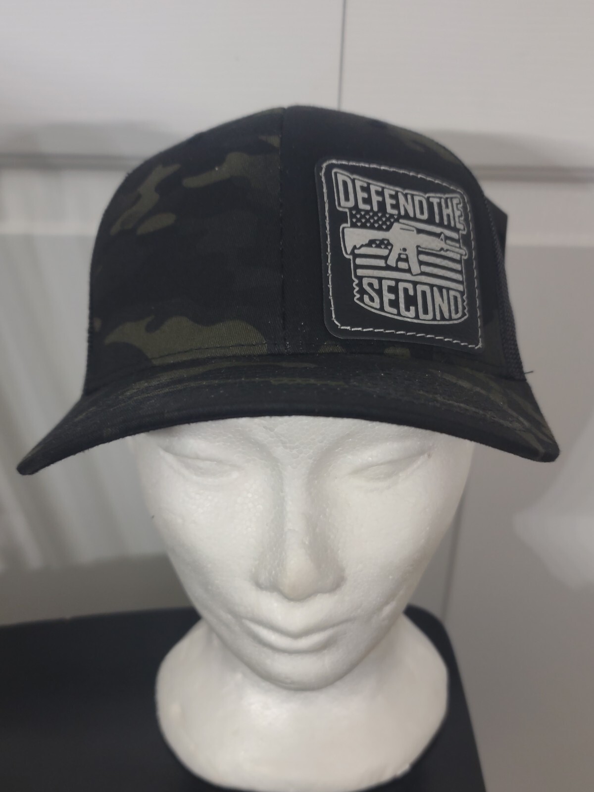 Defend The Second Leather Patch Hat Trucker Black Camo | eBay