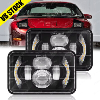 2X 4x6" LED Headlights Hi/Lo Beam DRL for Pontiac Firebird Trans Sport ...