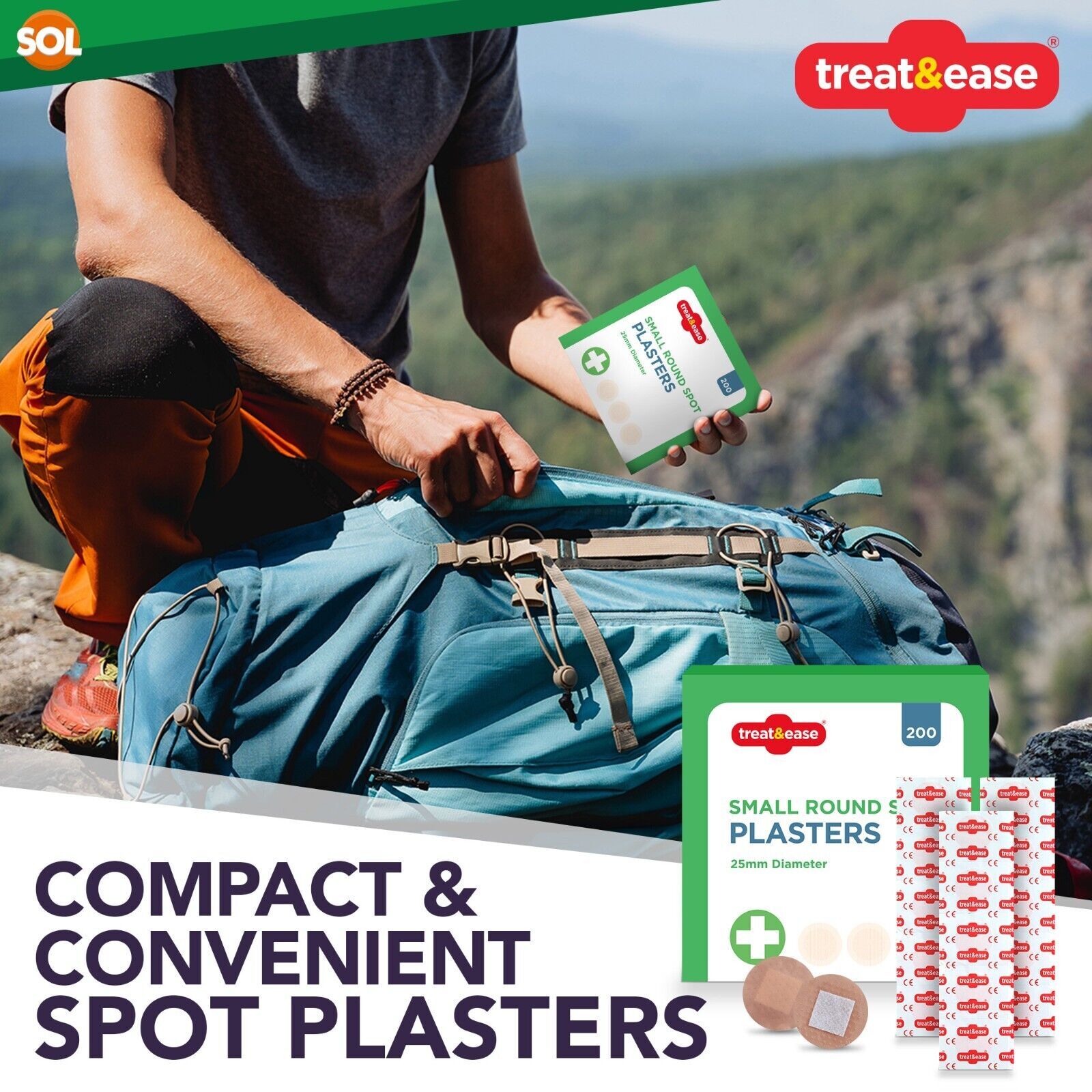 200 Round Spot Plasters 2.5cm Small Sterile Washproof First Aid Wound ...