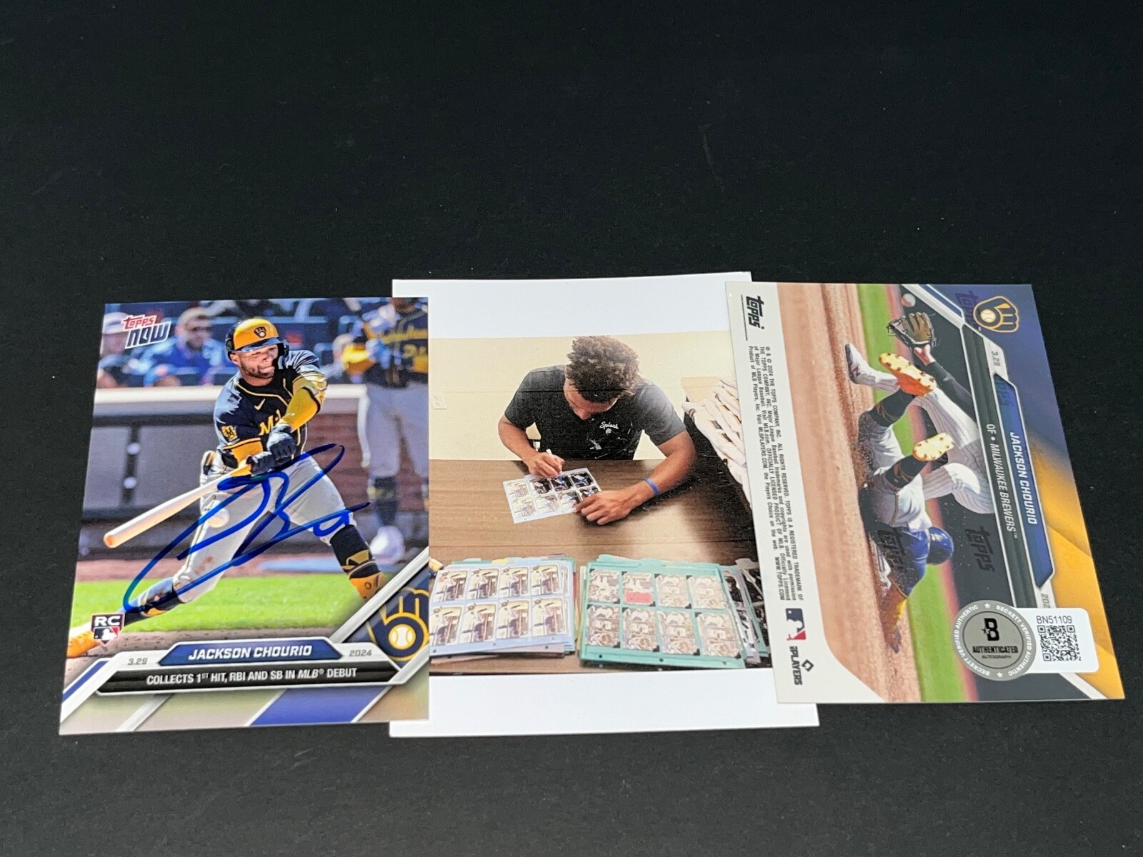 Jackson Chourio Brewers Auto Signed 2024 Topps Now 1st Hit RBI SB ...