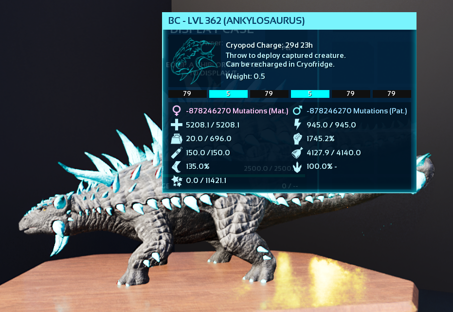 Ark Survival Ascended PvE Ankylosaurus | Ankylo - Colors - lvl 362 | eBay