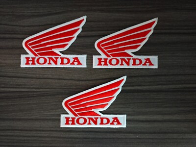 3pcs Honda Wing White&Red Motor Sport Car Iron on Patches Embroidered ...