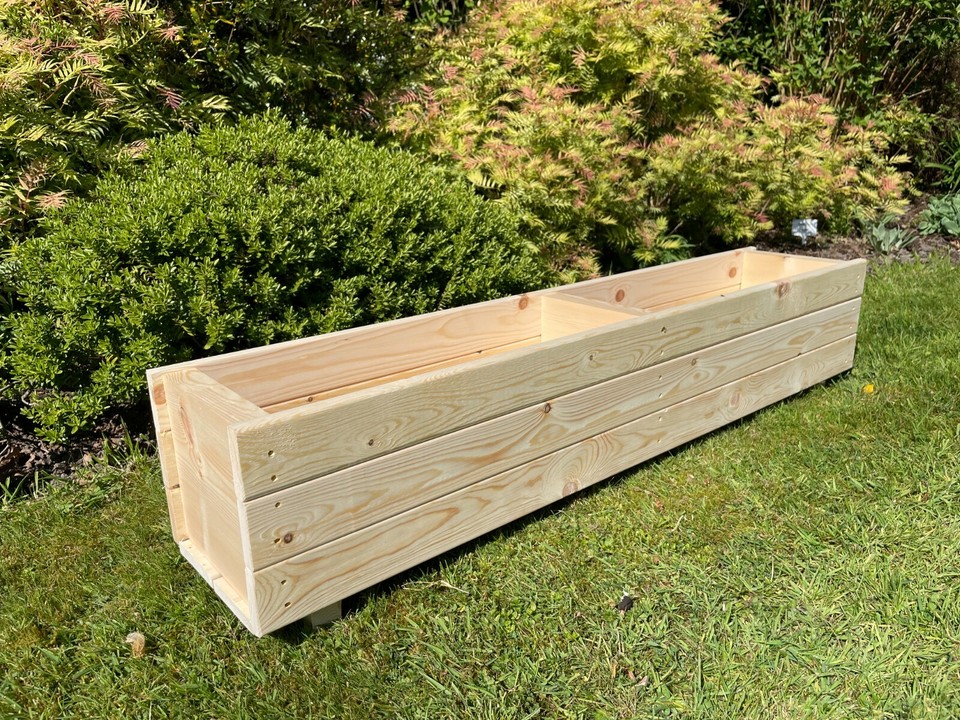 Wooden Garden Trough Planter Patio Plant Flower Box Extra Large Ready ...