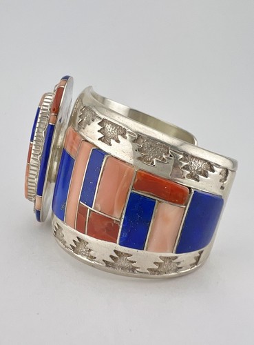 Abraham Begay Navajo Sterling Silver Turquoise Coral Lapis Cuff ...