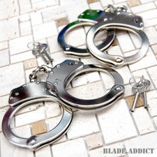 Black SWAT Team Police Grade Steel Hinged Double Lock Hand Cuffs With ...