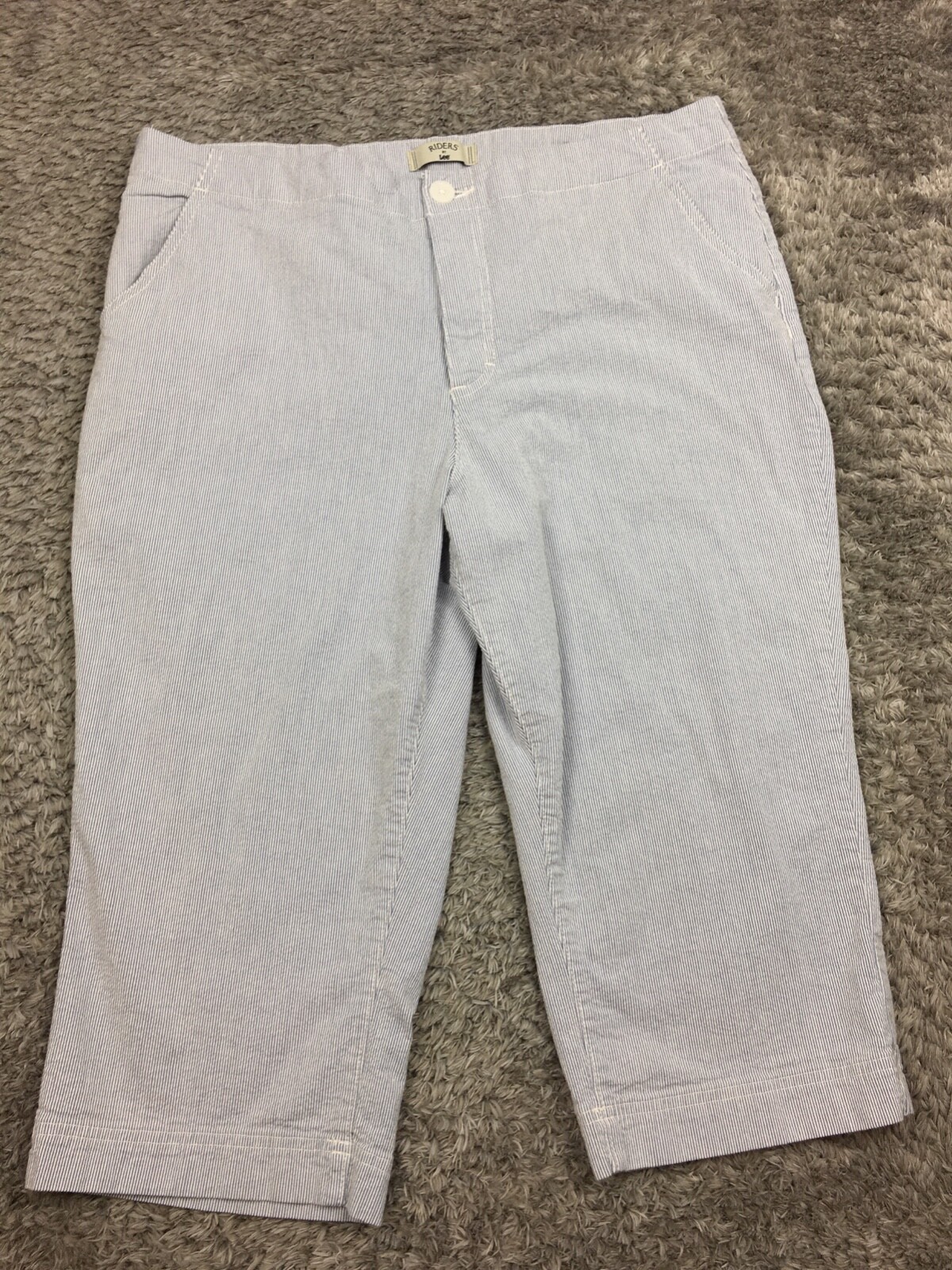 Lee Riders Capri Pants Womens Size 18M Blue White Striped W38RE47 Crop ...