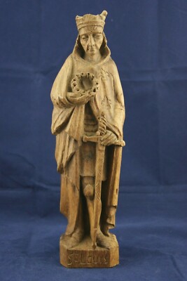 18-19TH SAINT LOUIS IX KING OF FRANCE PATINATED WOOD STATUE HAND MADE ...