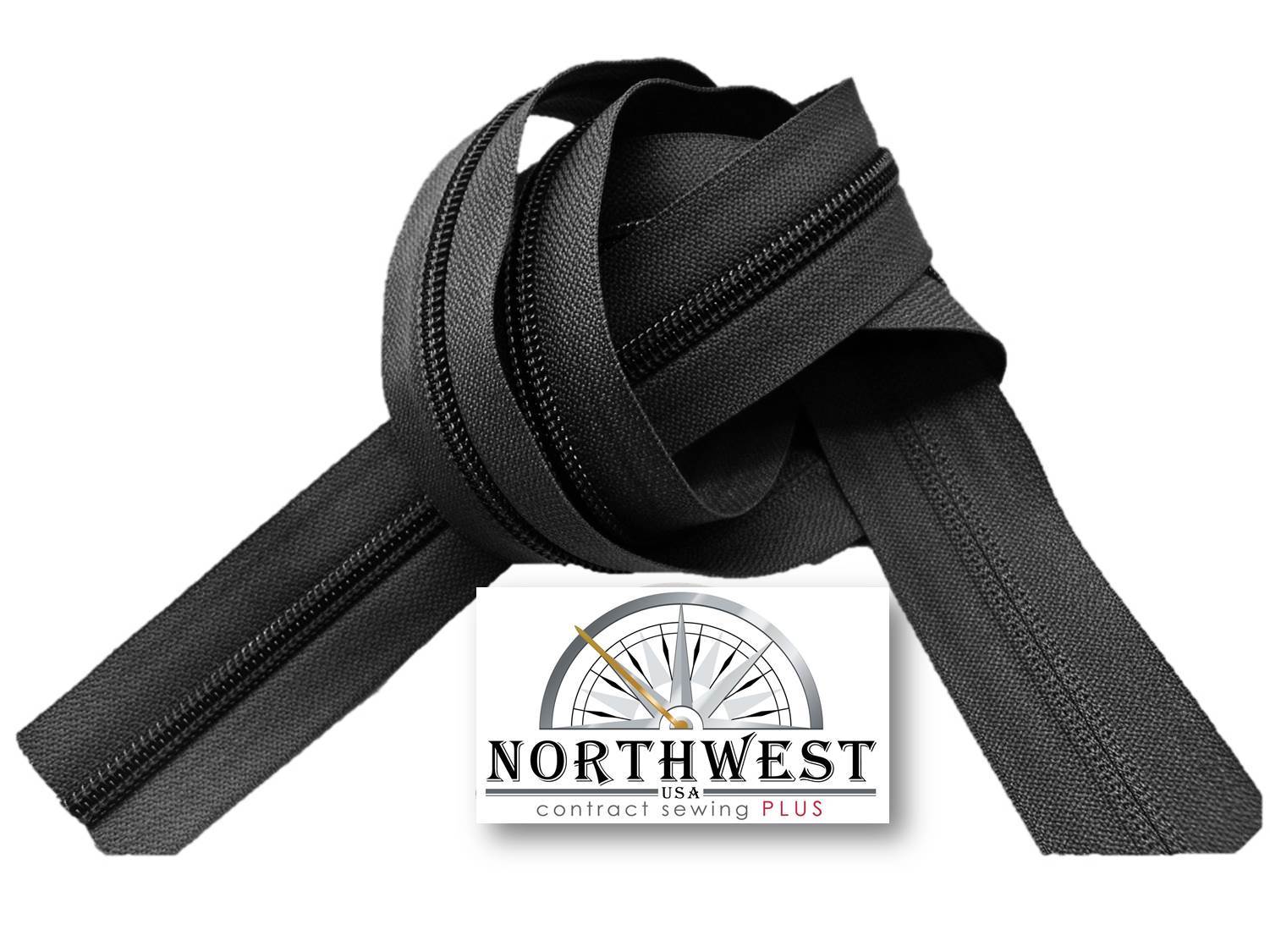 YKK Nylon Coil Zipper Tape # 8 Black 10 yards with 20 Nickle Zipper ...