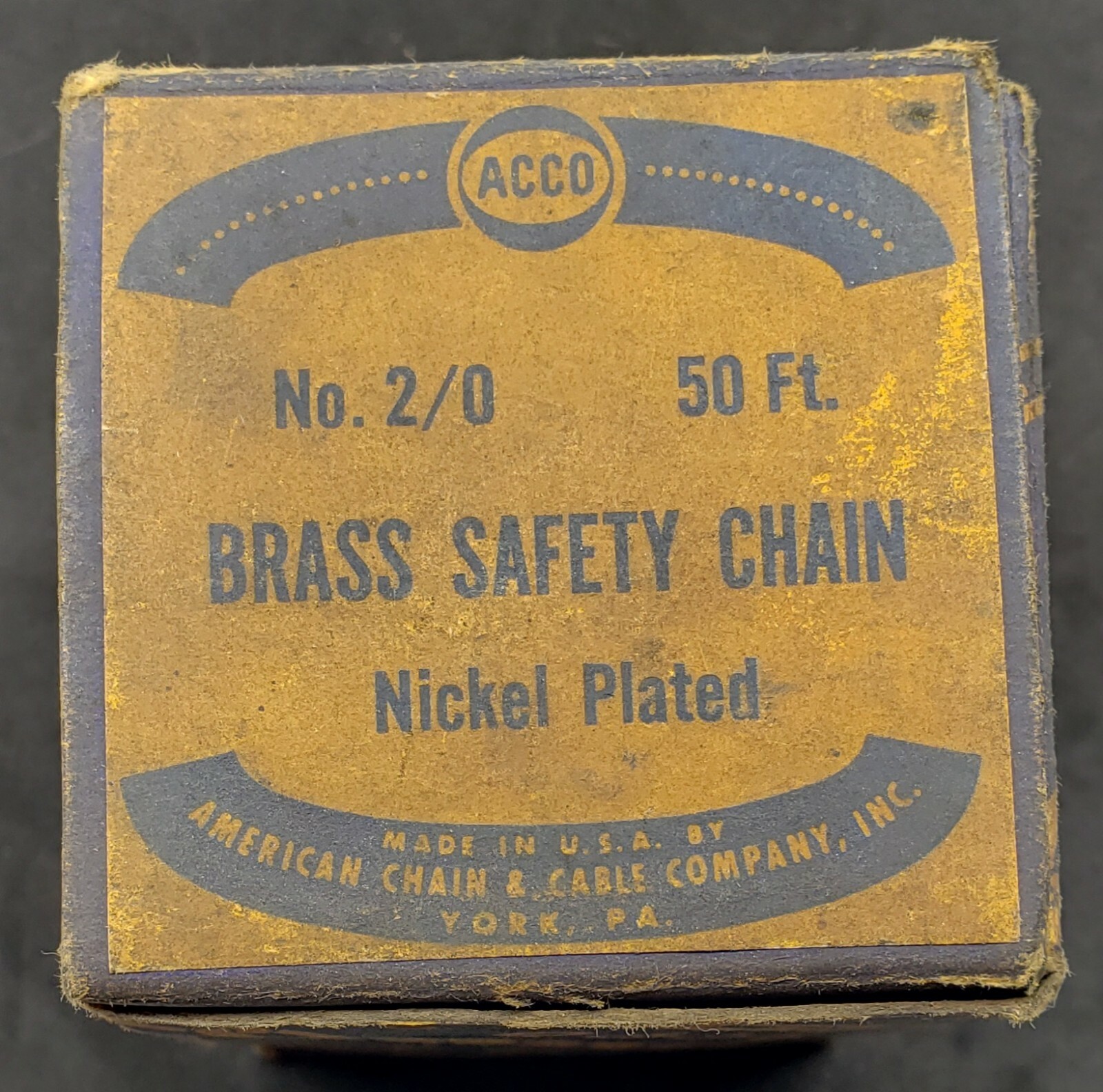 VTG. ACCO BRASS SAFETY CHAIN #2 NEW OLD STOCK ORIGINAL BOX AMERICAN ...