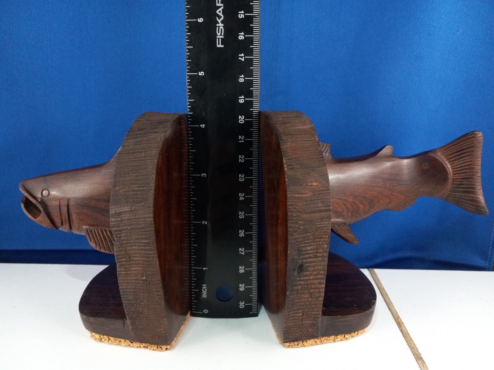 Handmade Wooden Fish Bookends with Cork Bottoms | eBay