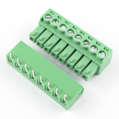 50Pcs 3.5mm Pitch 8 Pin Way Right Angle Screw Terminal Block Pluggable ...