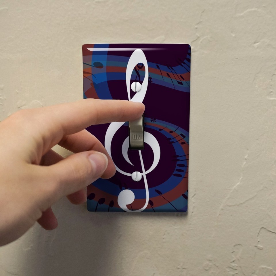 Treble Clef on Music Notes Plastic Wall Decor Toggle Light Switch Plate ...
