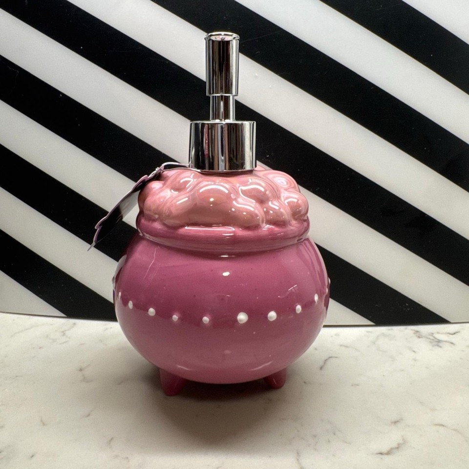 Pink Cauldron Ceramic Soap Dispenser - Halloween Witch’s Potion Decor ...