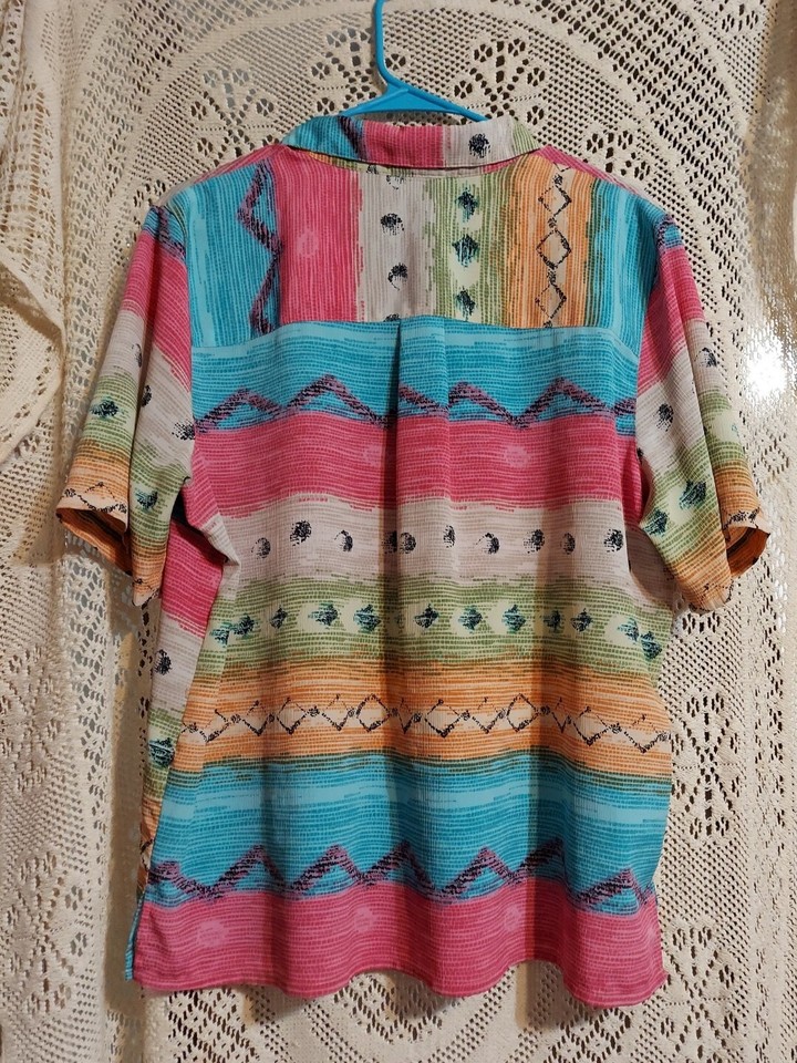 Women's Sz 16 Alfred Dunner Multicolor Top/Blouse-Button Front ...