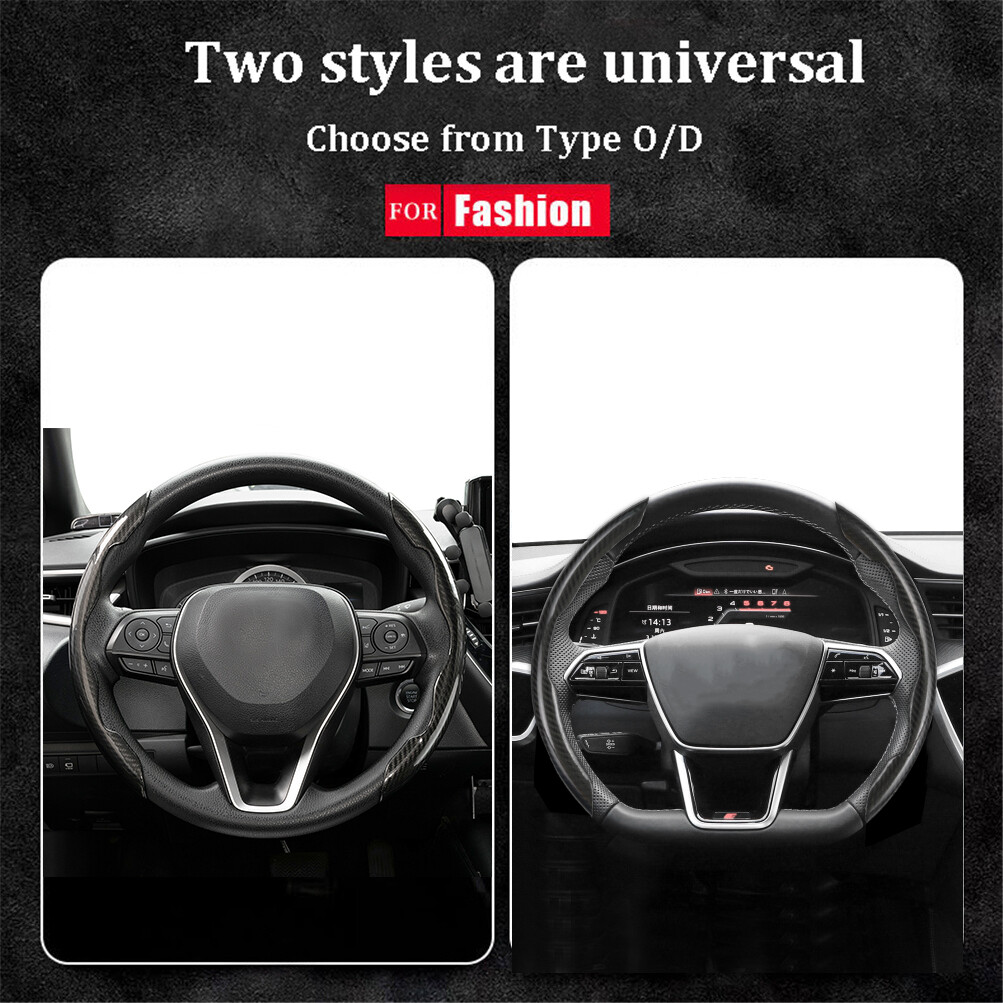 2x Carbon-Fiber Universal Car Steering Wheel Booster Cover Anti-Slip ...