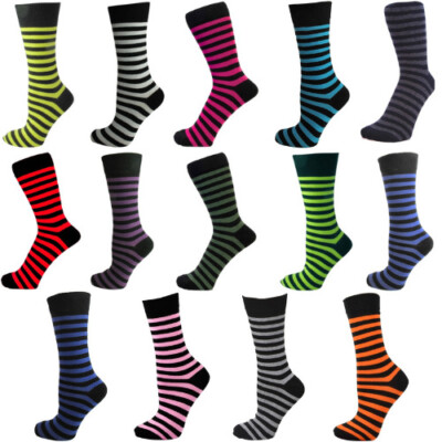 Novelty Funky Stripey Striped THIN Stripe ANKLE Socks Men Size 6-11 80% ...