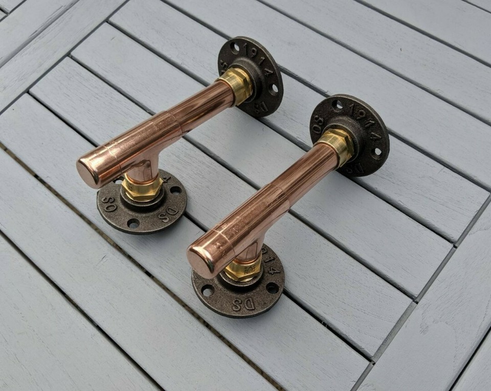 Industrial 'T joint' Copper Pipe Shelf Brackets (Copper, brass, cast ...