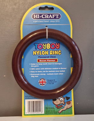 Hi-Craft Toyboy Nylon Ring Dog Chew Toy Dental Clean Gums Bacon ...