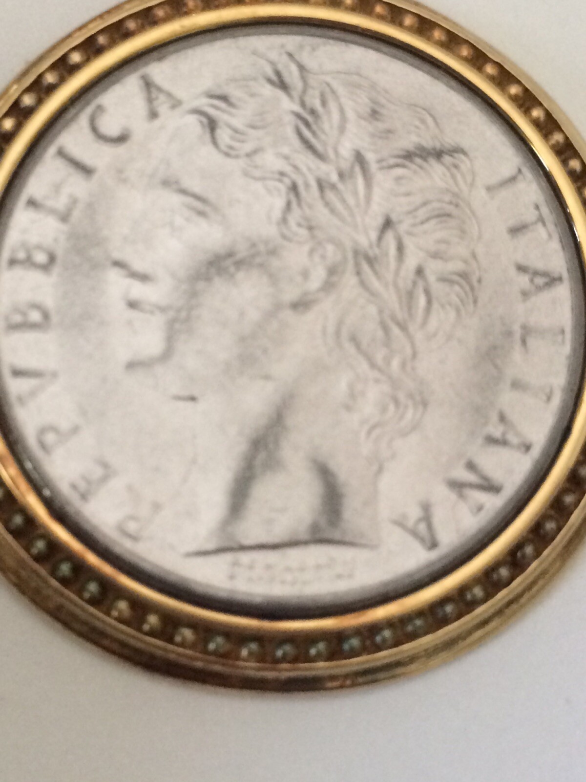 Vintage Repvbblica Italiana L.100 Coin 925 Italy Gold Overlay Sterling ...