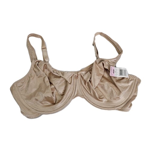 Curvation Bra 42D Beige Satin Underwire Unlined Full Coverage Lace Trim ...