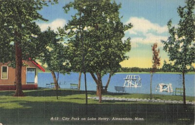Postcard City Park Lake Henry Alexandria Minnesota MN | eBay