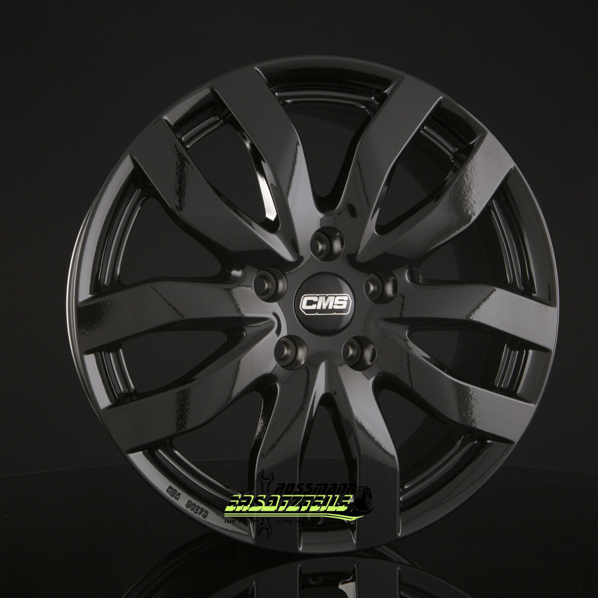 4x CMS C22 complete black glossy 7.5x17 ET52 - LK5/112 ML66.5 Felge Alu ...