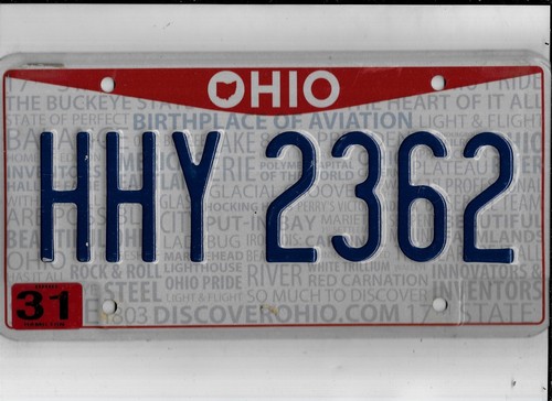 OHIO passenger license plate "HHY 2362" ***HAMILTON*** | eBay