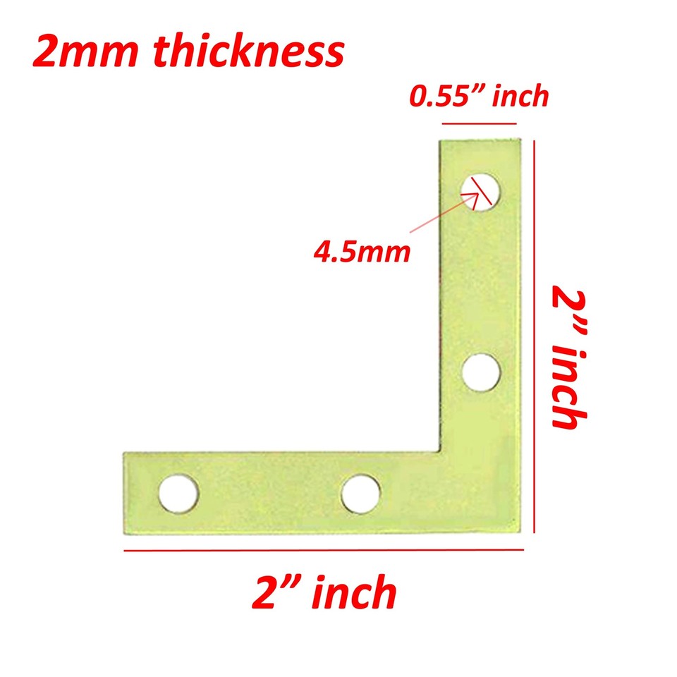 20 Pcs 2 inch "L" Steel Flat Corner Braces w/ Screw Pack LOT Right ...