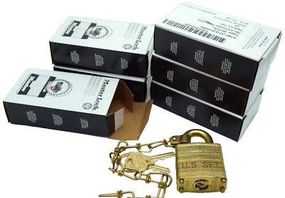 Lot (6) Master Lock DG Commercial Brass Military Padlocks w/Chain ...