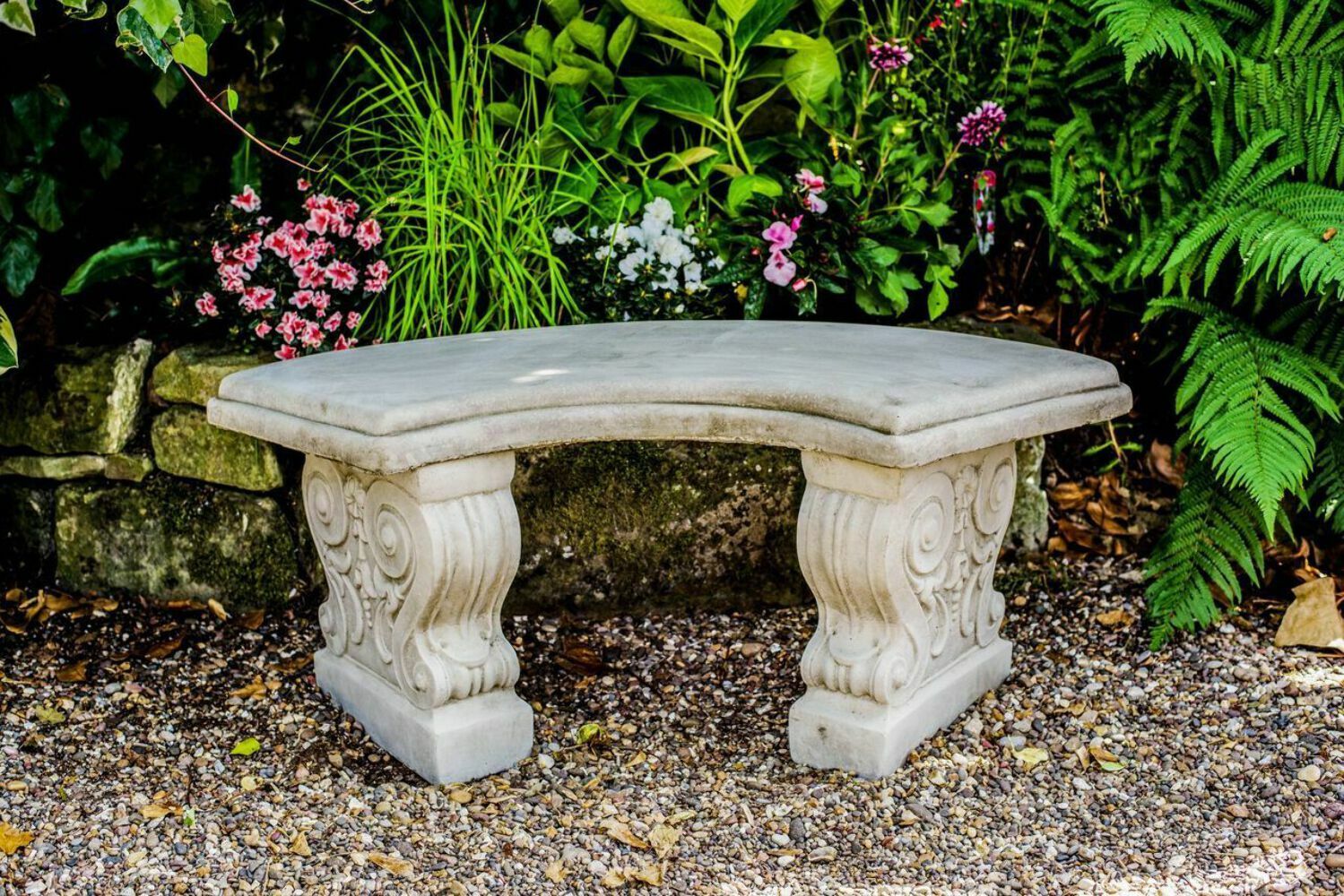 Stone Cast Curved Garden Bench Seat Heavy And Solid by DGS UK 90KGS ...