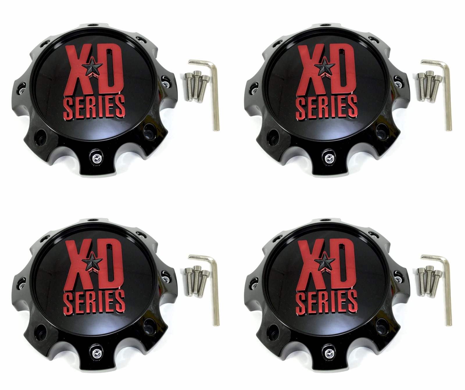 4 XD Series Black Center Caps for 8L XD820 Grenade XD824 Bones XD832 ...