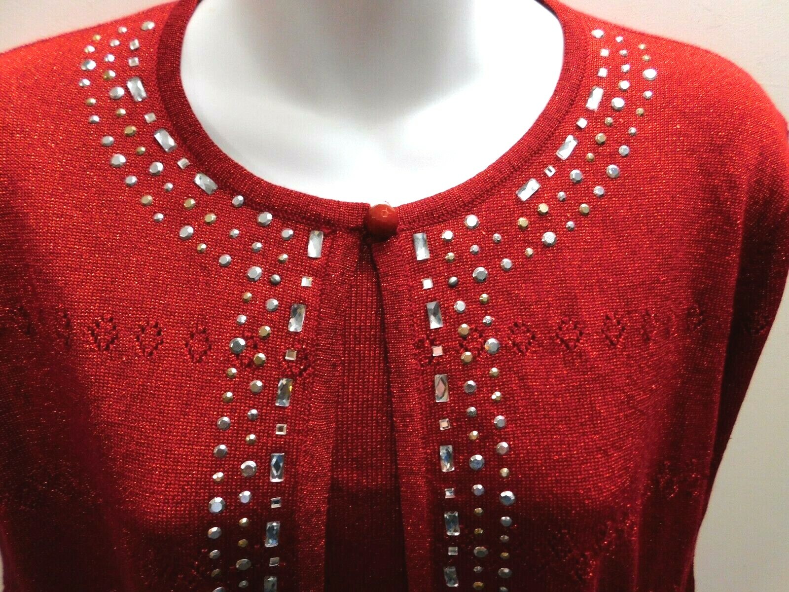 Alfred Dunner Red "Classics" Embellished Layered Sweater Top Small NWT ...