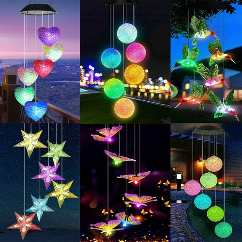 Color-Changing Outdoor LED Solar Powered Wind Chime Lights Yard Garden ...