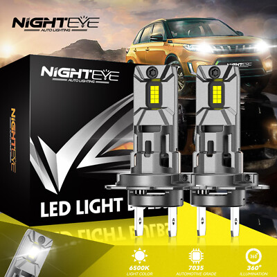 NIGHTEYE 2X H7 LED Headlight Bulbs Kit 70W 30000LM Hi-Lo Beam 6500K ...