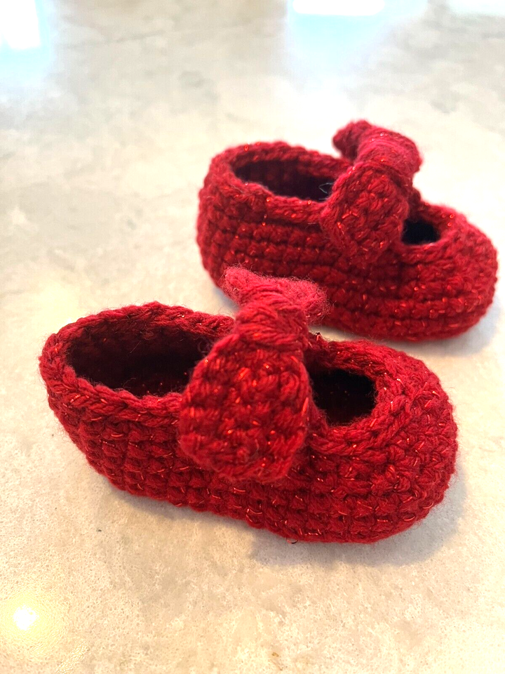 Handmade Ruby Red Slippers Baby Bootie Dorothy WOOz Inspired Crochet 0 ...
