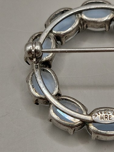 Vintage Sterling Silver Brooch Iridescent Moonstone 1.25" Signed WRE | eBay