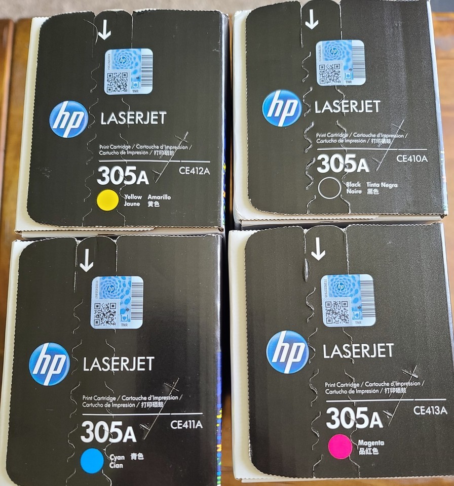 Set of 4 HP Genuine OEM 305A CE410A CE411A CE412A CE413A Color Toner ...