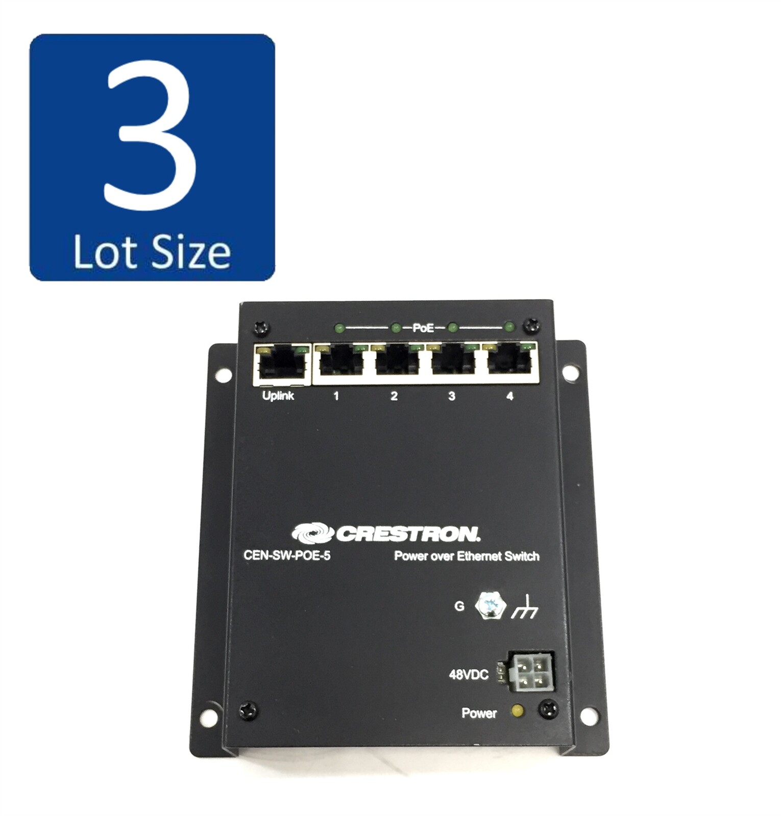 Lot of 3 Creston CEN-SW-POE-5 PoE Wallmount 5-Port New life Switch
