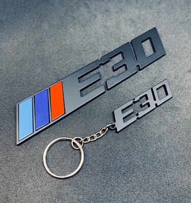 E30 Metal Badge for Trunk & E30 Key Chain With Gift box ( Black ) tri ...