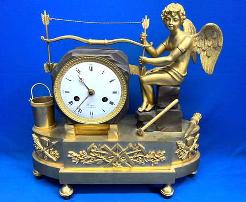 Rare Antique Gilded French Empire Masonic Figural Silk Thread Clock | eBay