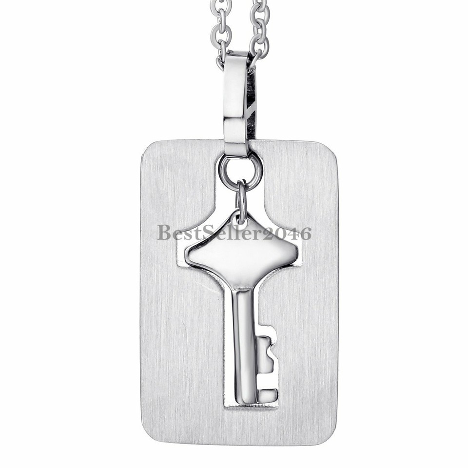 Womens Heart Lock Bangle Bracelet and Key Pendant Chain Necklace ...