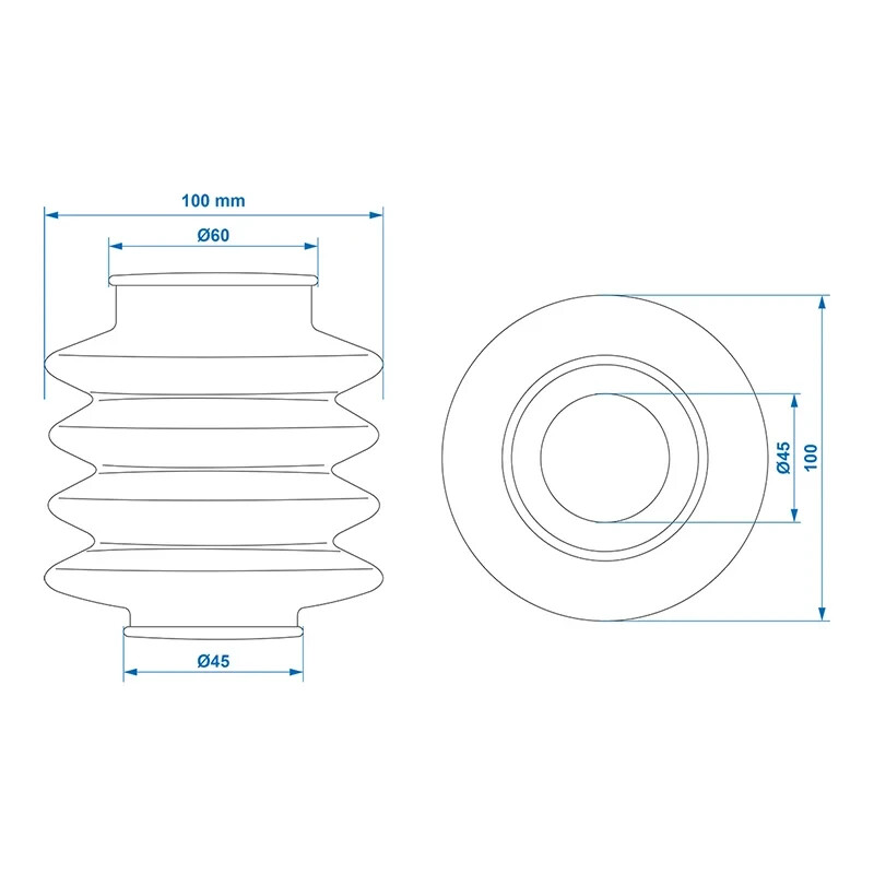 Faltenbalg Auflaufeinrichtung PkwAnhänger Balg Gummidichtung 45/60mm L ...