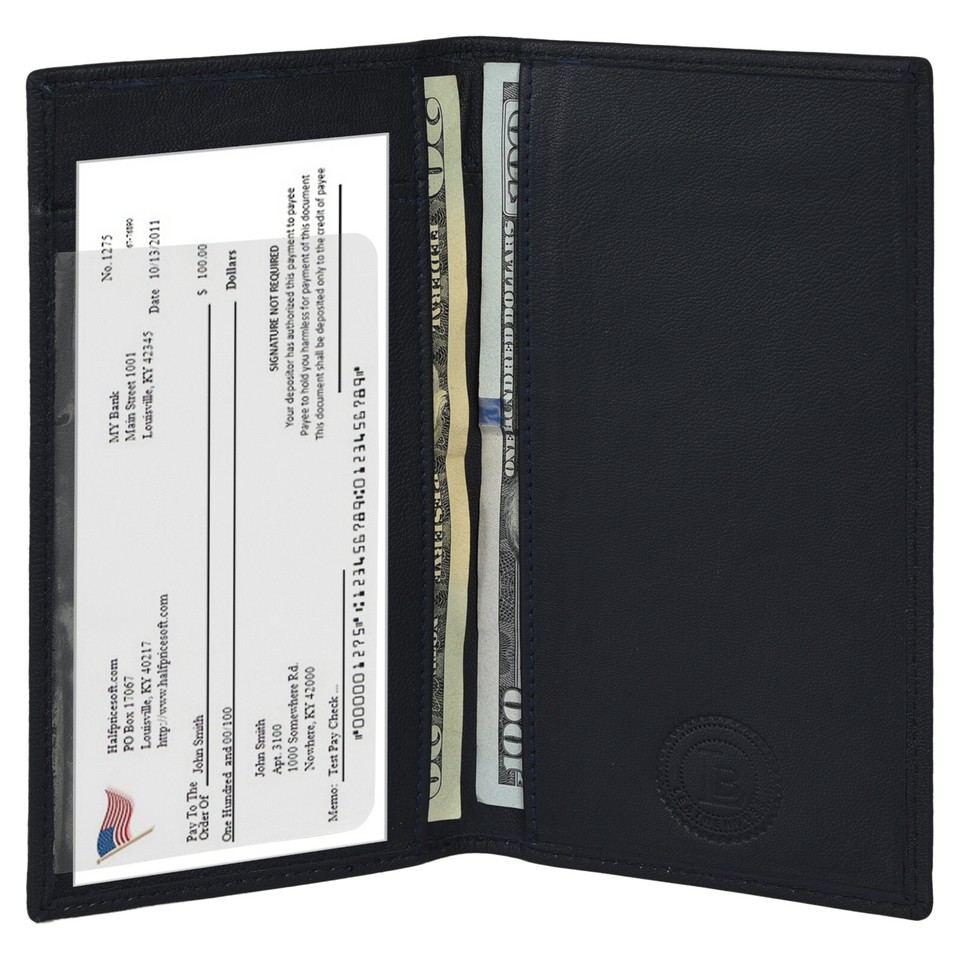 Leather Basic Checkbook Cover Holder Slim Plain Mens Womens Many Colors ...