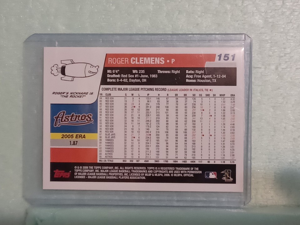 2006 Topps Baseball #151 Roger Clemens Houston Astros | eBay