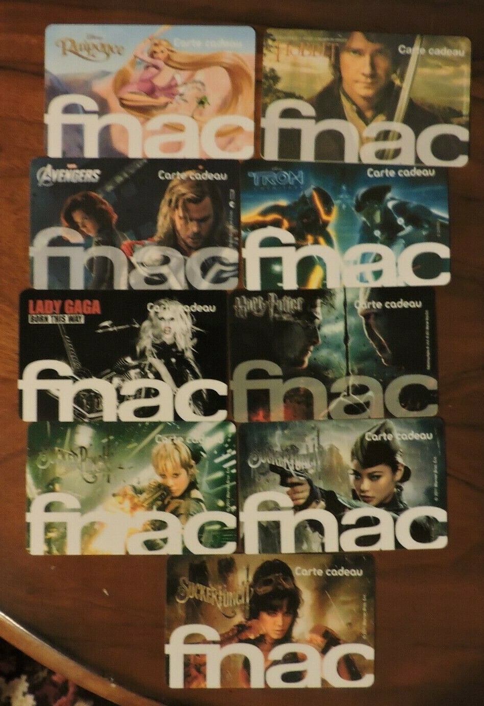 9 ASSORTED MOVIE FNAC GIFT CARDS FROM FRANCE NO VALUE. COLLECTORS ITEM ...