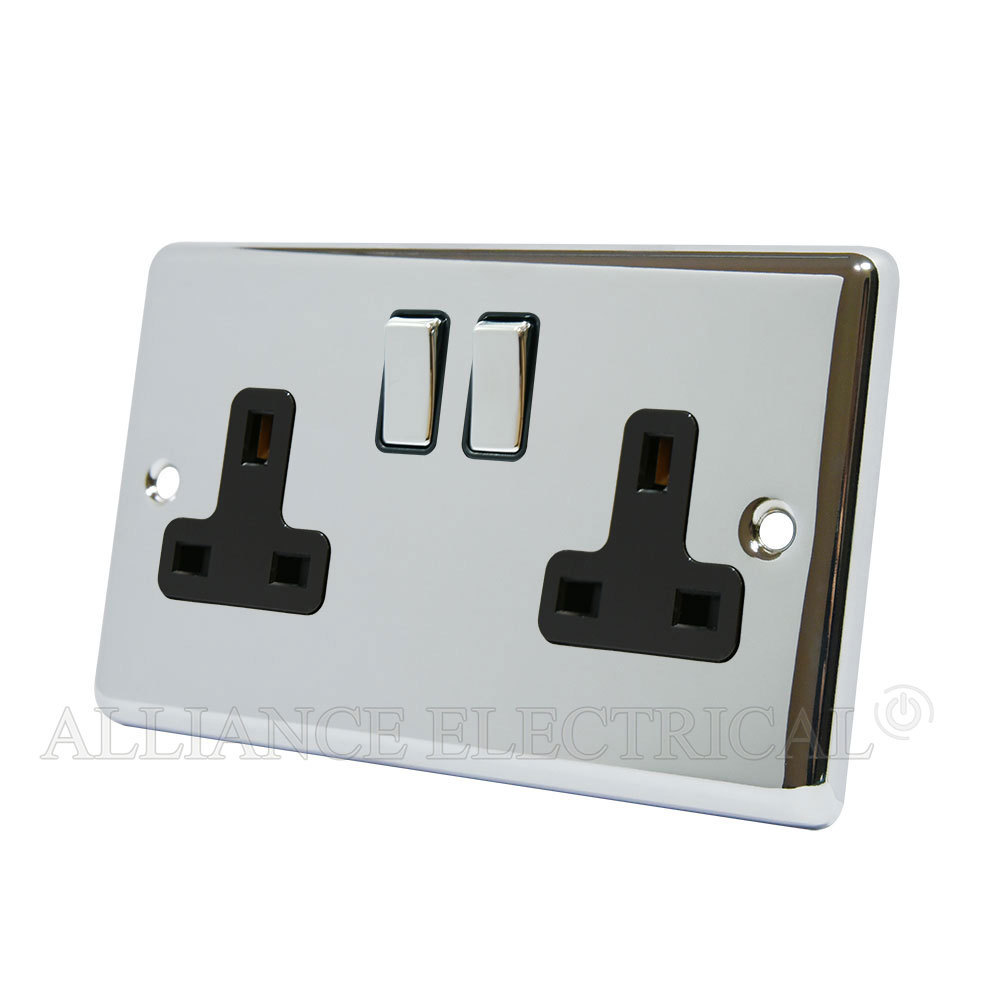 Full Range Polished Chrome Classical Sockets Switches Dimmers Black ...