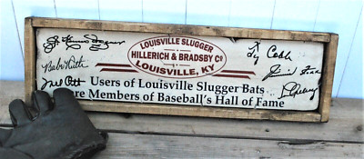 Antique Style Hillerich Bradsby Baseball Bat Ad Trade Sign 6x24 Babe ...