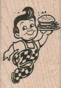 Big Boy Running (Large) 1 3/4 x 2 1/2" Rubber Stamp, Food Stamp, Waiter ...