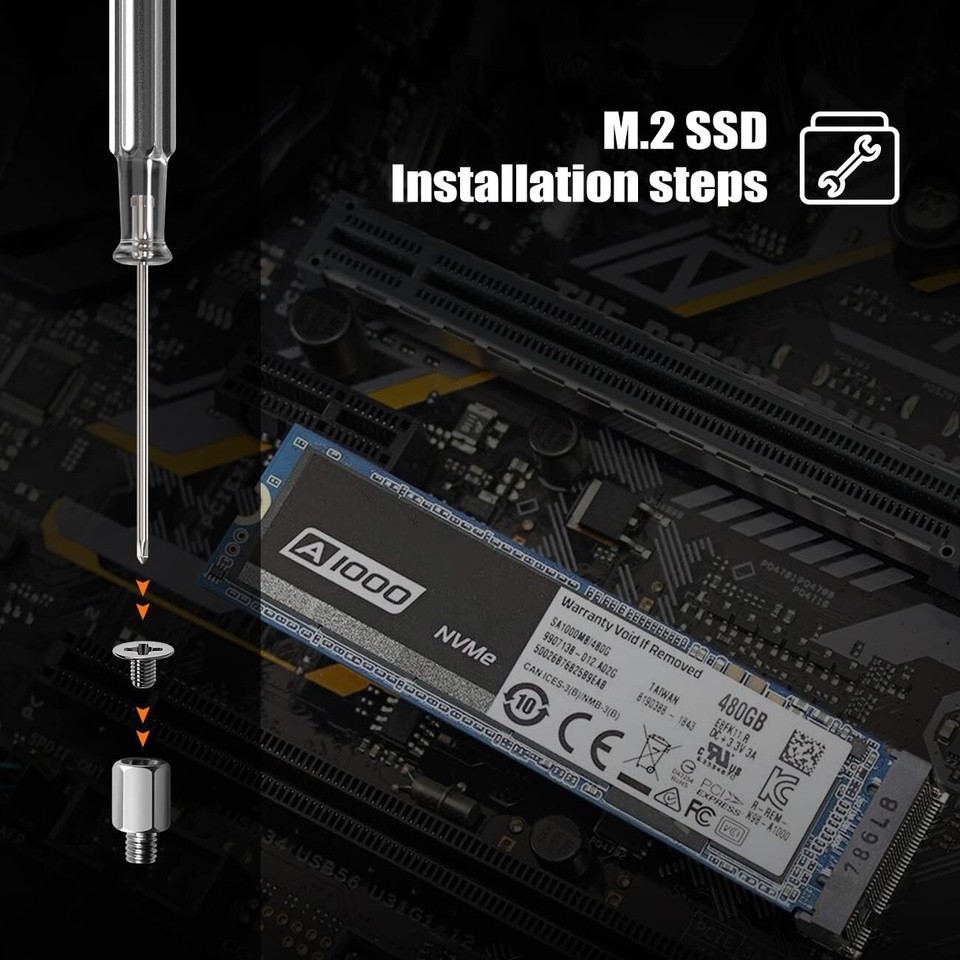 30PC M.2 Nvme SSD Screw Kit, M.2 Standoff and Mounting Screws for Asus ...