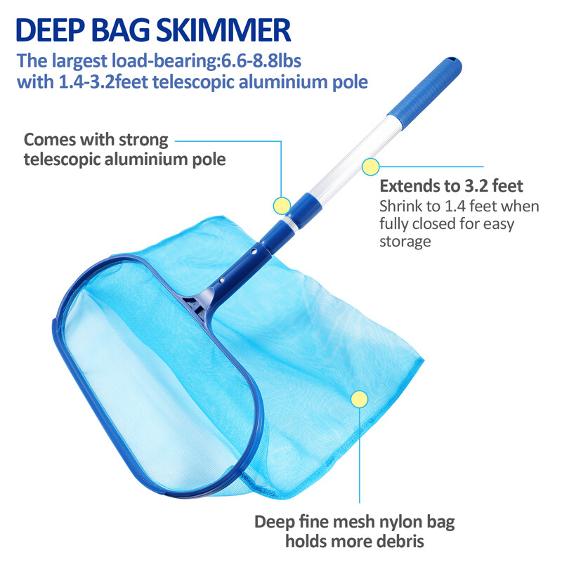 Heavy Duty Pool Skimmer Leaf Rake Net Scooper Cleaning Swimming Pool ...
